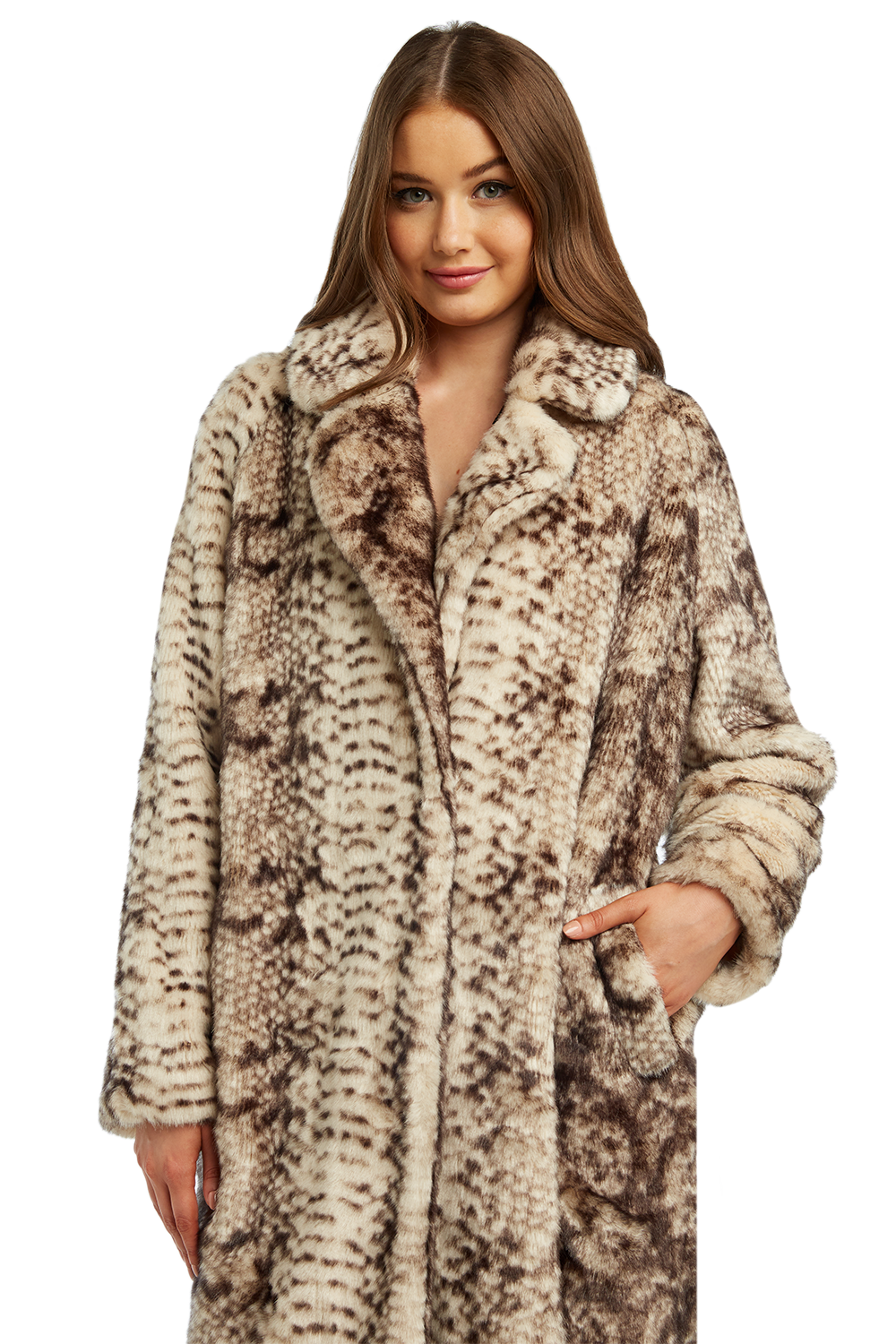 Faux Fur Snake Coat in Snke Print | Bardot