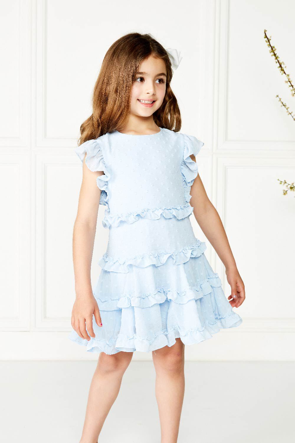 Junior Girl Maryam Frill Dress in Sky | Bardot Junior